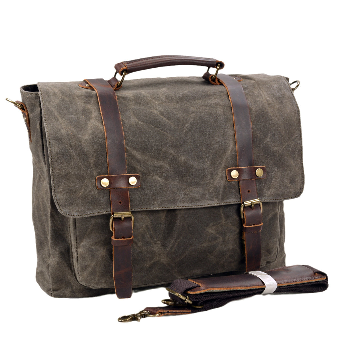 Waterproof Waxed Canvas Messenger Bag, 15.6 Inch Laptop Bag – Unihandmade